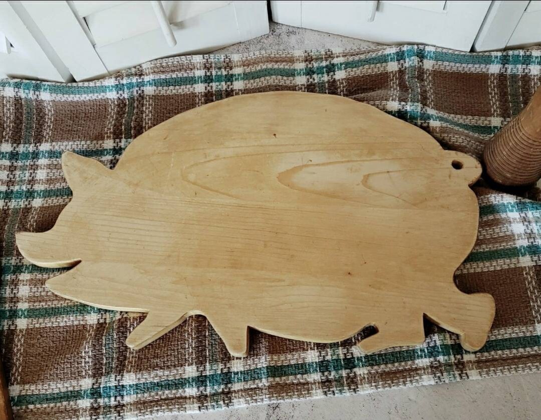 Vintage Folk Art Wooden Pig Cutting Board Breadboard - Etsy