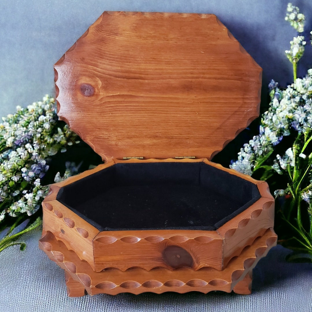 Vintage Handmade Octagonal Wooden Keep Box, - Etsy