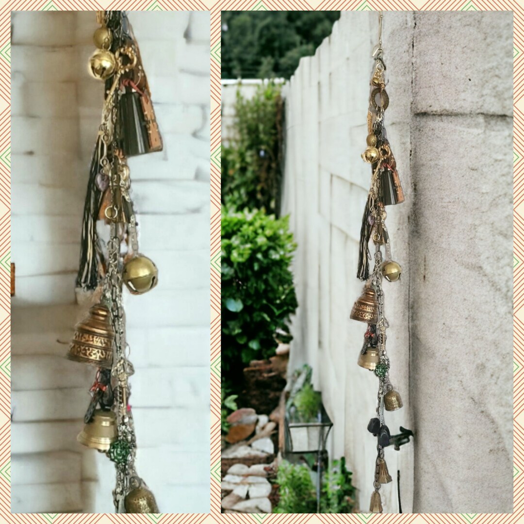 Long Chain of Hand Crafted Garden Bells Wind Chimes With Keys - Etsy