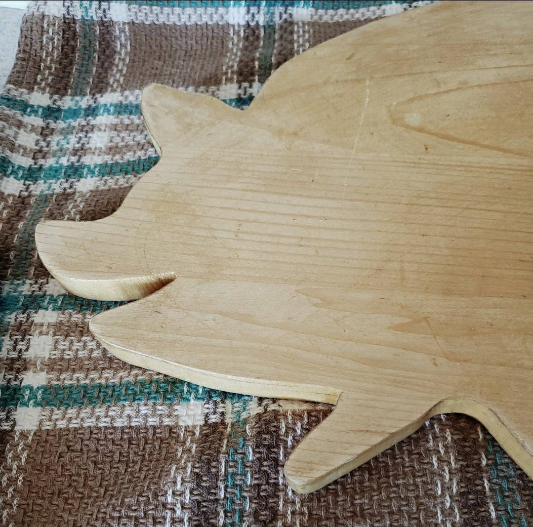 Vintage Folk Art Wooden Pig Cutting Board, Breadboard, Handmade ...