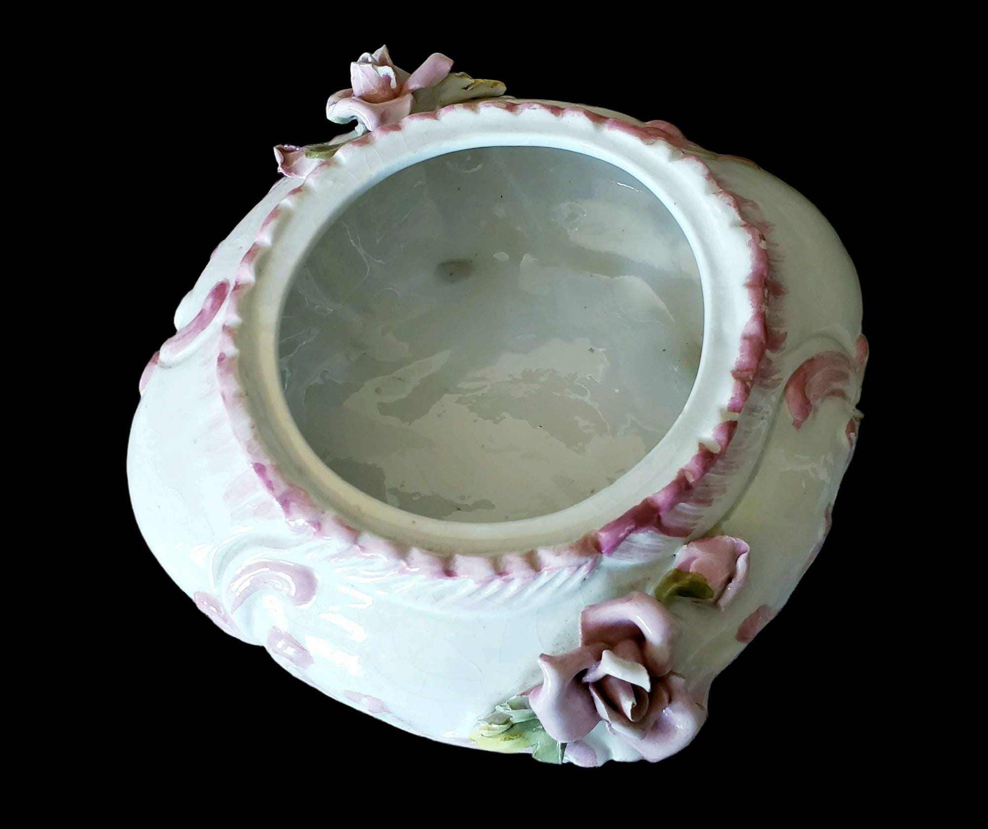 Antique Italian Capodimonte Porcelain Vanity Box Pink Floral - Etsy