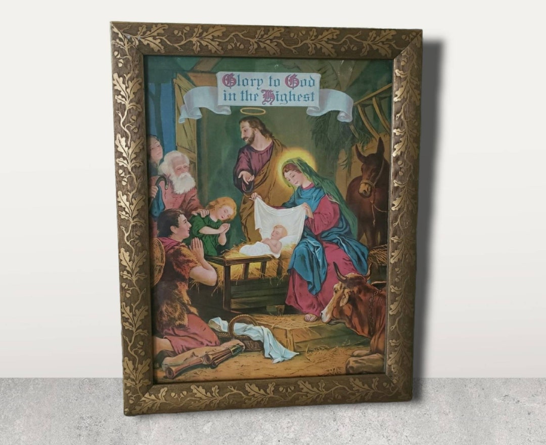 Vintage Nativity Framed Lithograph Print - Etsy
