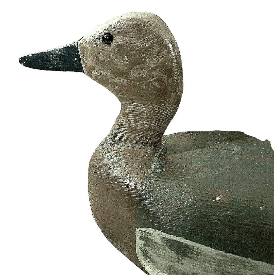 Vintage N. Olson Folk Art Wooden Duck Decoy Canvasback Hen Duck Hunter ...