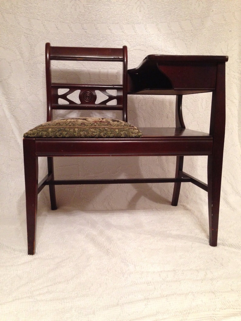 Antique Telephone Table with Seat or Gossip Bench | Etsy
