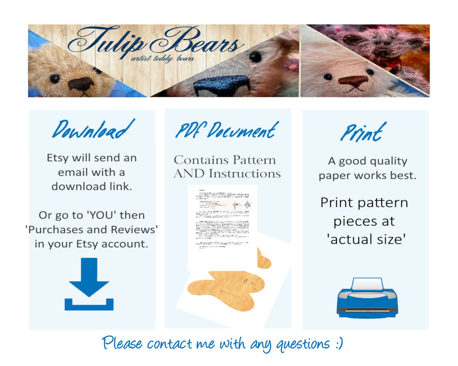 Teddy Bear Pattern -PDF Sewing Pattern - Gifts for Sewers - Artist ...