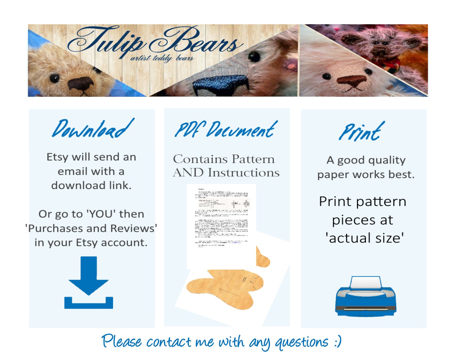 Teddy Bear PDF Pattern - Mohair Teddy Bear Sewing Pattern - Gifts for ...