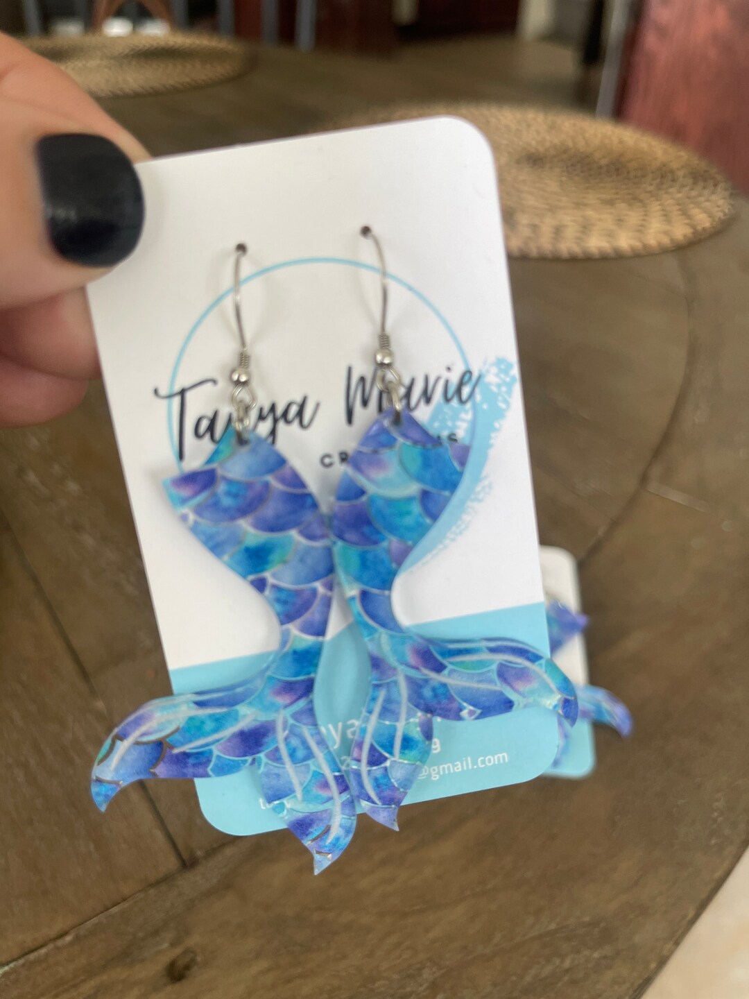 Mermaid Tail Acrylic Dangle Earrings / Beach Earrings Little Mermaid ...