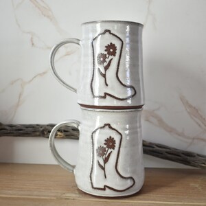 Cute Floral Cowgirl Boot Mug White Cowboy Boot Mug With - Etsy