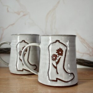 Cute Floral Cowgirl Boot Mug White Cowboy Boot Mug With - Etsy