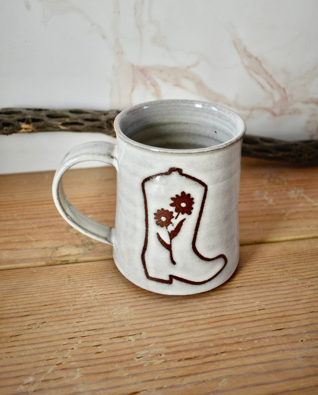 Cute Floral Cowgirl Boot Mug White Cowboy Boot Mug With - Etsy