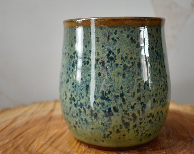 Speckled Green Ceramic Wine Tumblers or Drinking Glasses, Ceramic ...