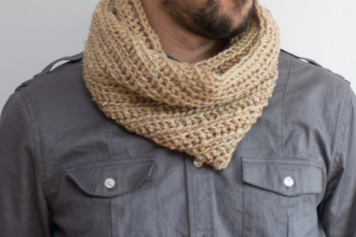 Crochet Scarf Tube Wrap Scarf Beige Cream Winter Hooded - Etsy Canada