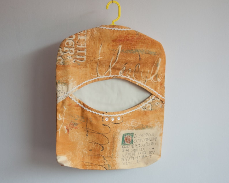 Clothespin Holder, Orange Beige Clothes Peg Hanger, Clothespin Bag ...