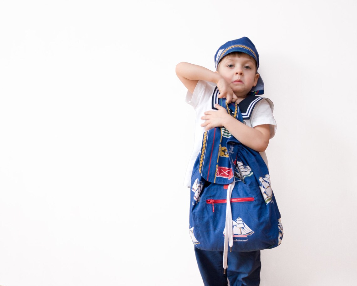 Blue Boys Backpack, Children's Preschool Backpack, Sailor Navy Bag ...