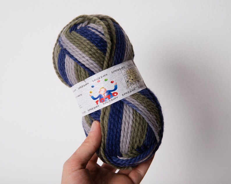 100gr Colorful Yarn, Multi Color Yarn in Dark Blue, Grey and Green - Etsy