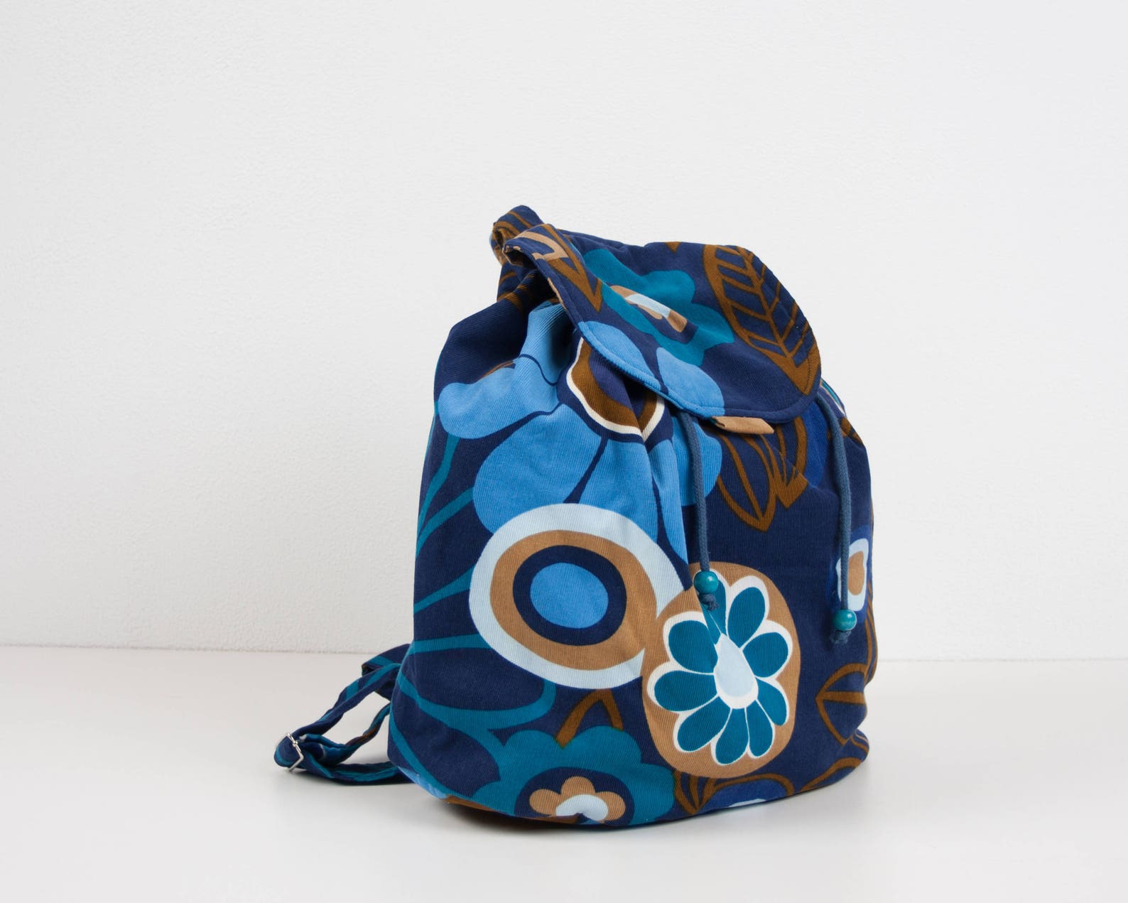 Floral Blue Girls Backpack, Flower Bag, Children's Preschool Backpack ...