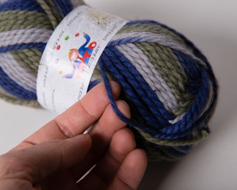 100gr Colorful Yarn, Multi Color Yarn in Dark Blue, Grey and Green - Etsy