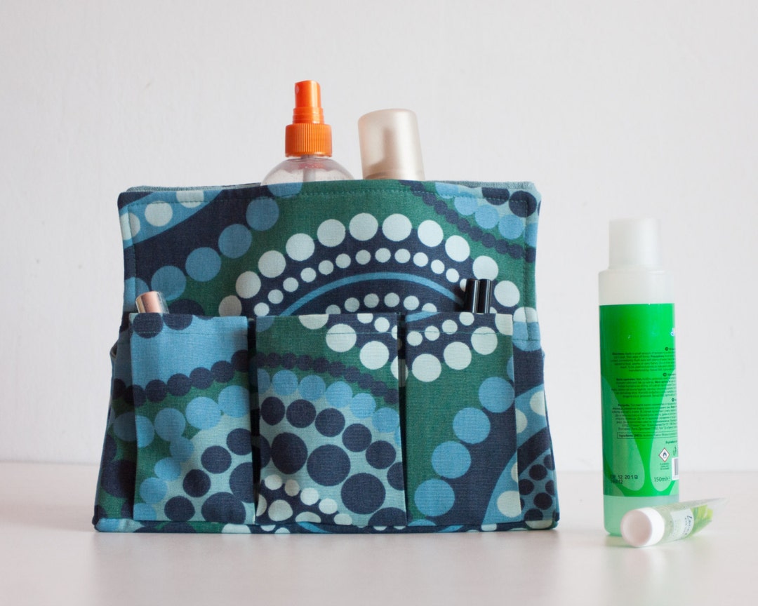 Blue and Green Storage Bag, Cosmetic Organizer, Six Pocket Tissue Box ...