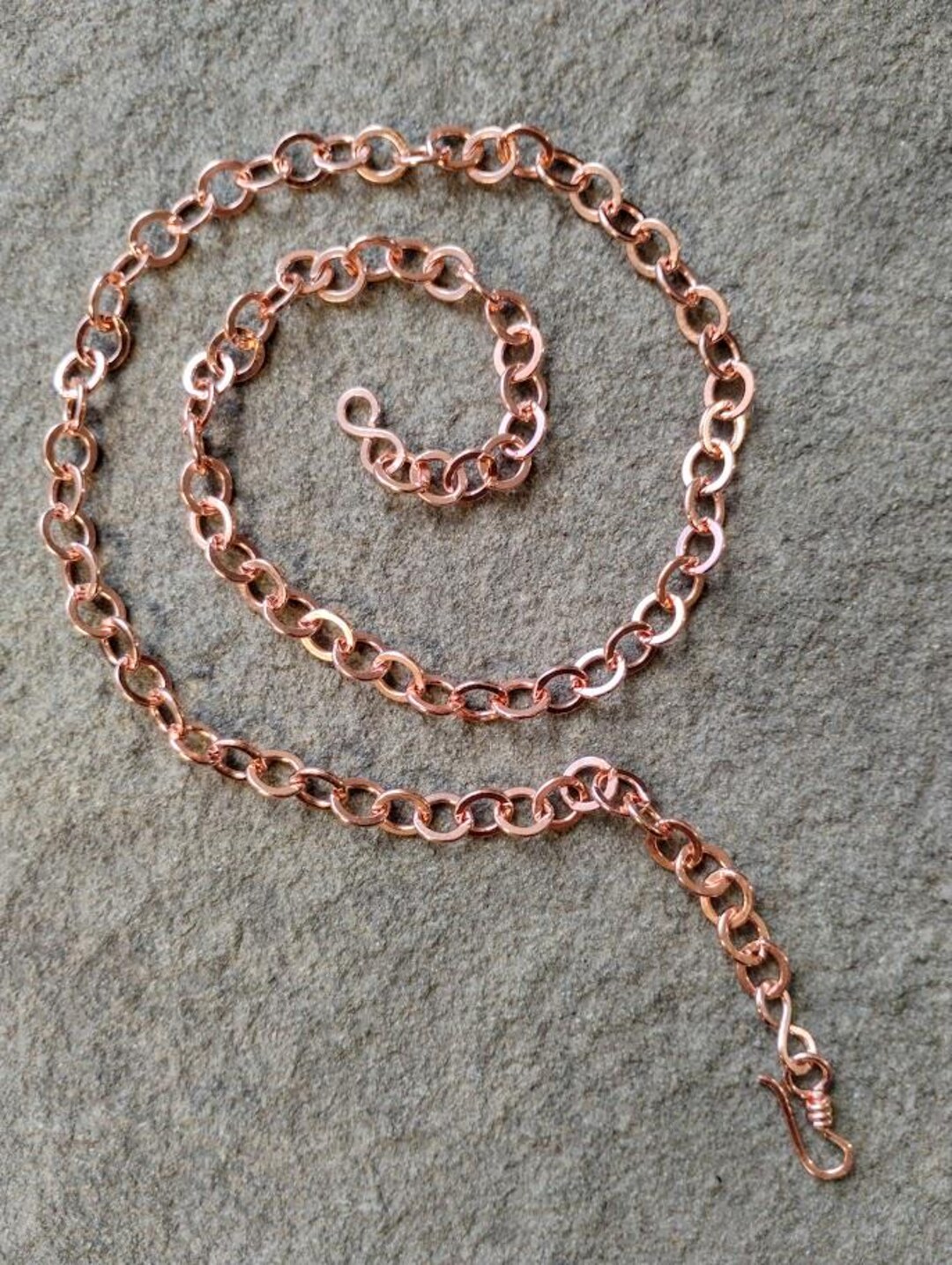 Real Solid Copper Flat Cable Chain With Handmade Copper Clasp - Etsy