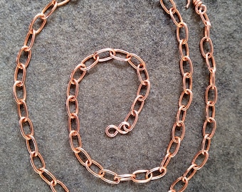 Real Solid Textured Copper Chain With Handmade Copper Clasp - Etsy
