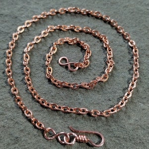Real Solid Textured Copper Chain With Handmade Copper Clasp - Etsy