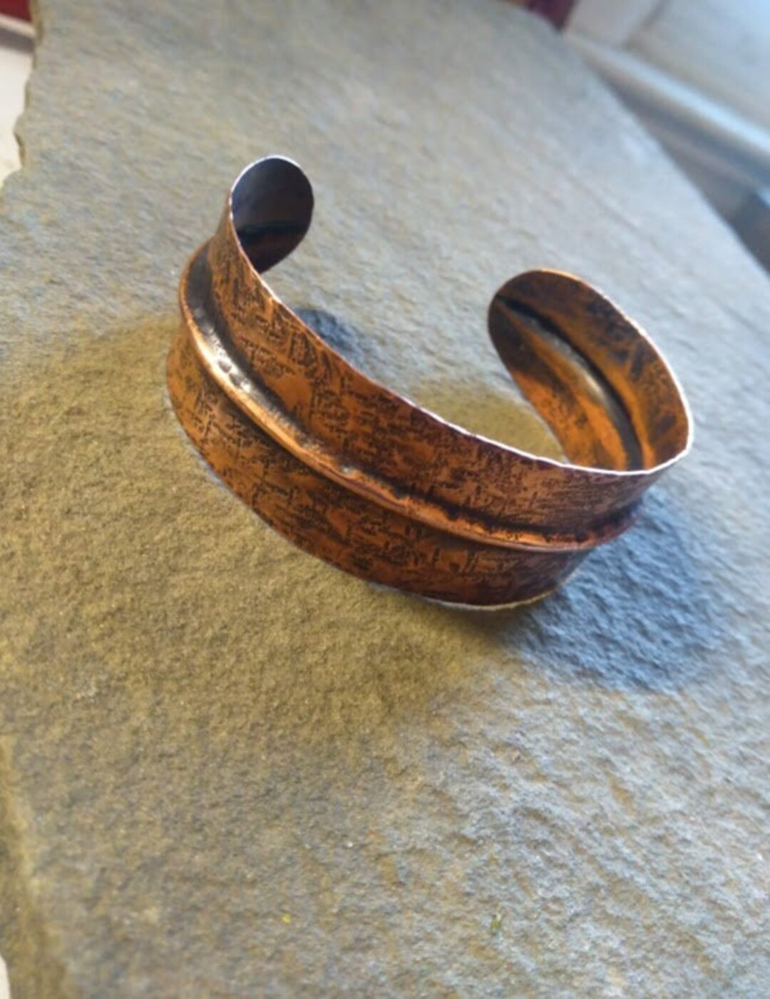 Handmade Hammered Copper Form Folded Cuff Bracelet - Etsy