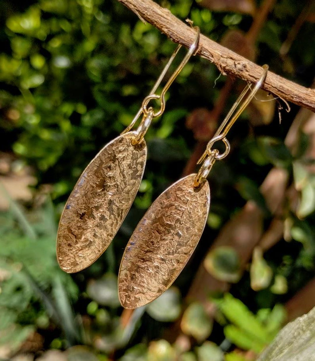 Hammered Brass Rustic Boho Dangle Drop Earrings - Etsy