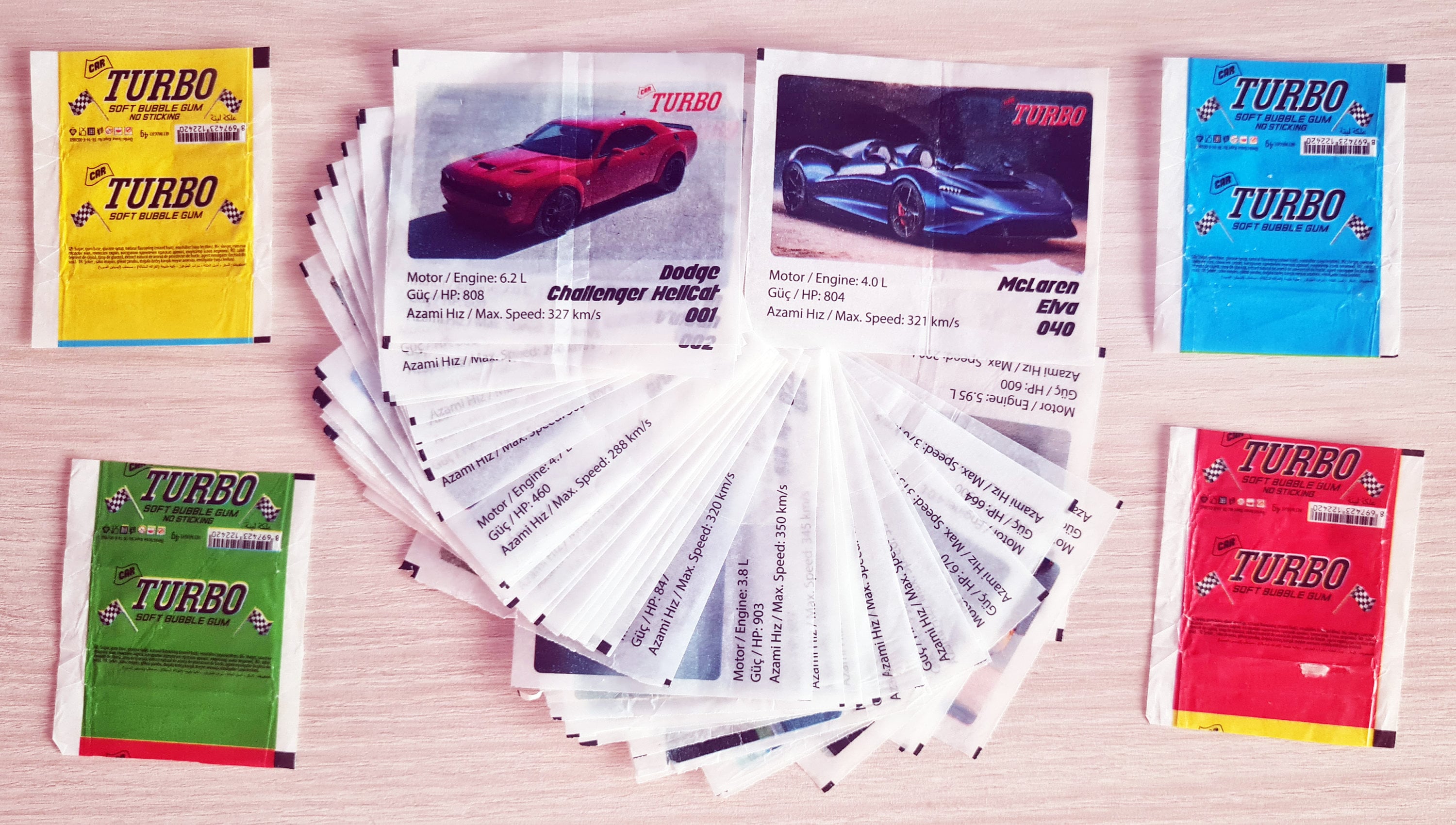 Car TURBO 1-40 Complet Full SET GUM Wrapper Label Insert Collection ...