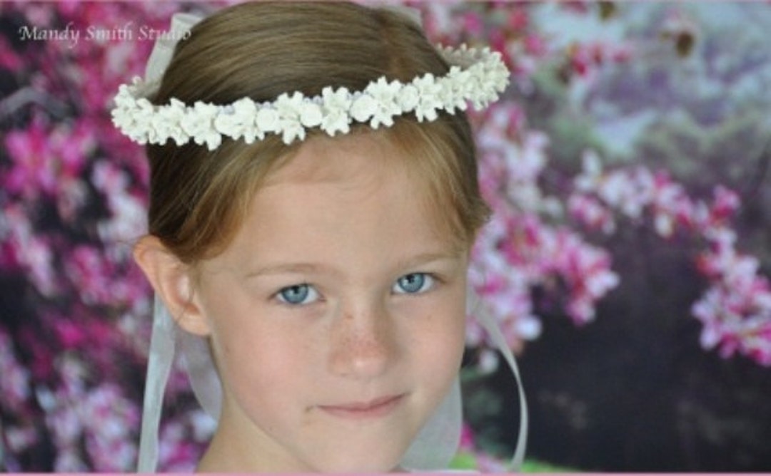 First Communion Crown, Baptism, Christening. Floral Head Piece for ...