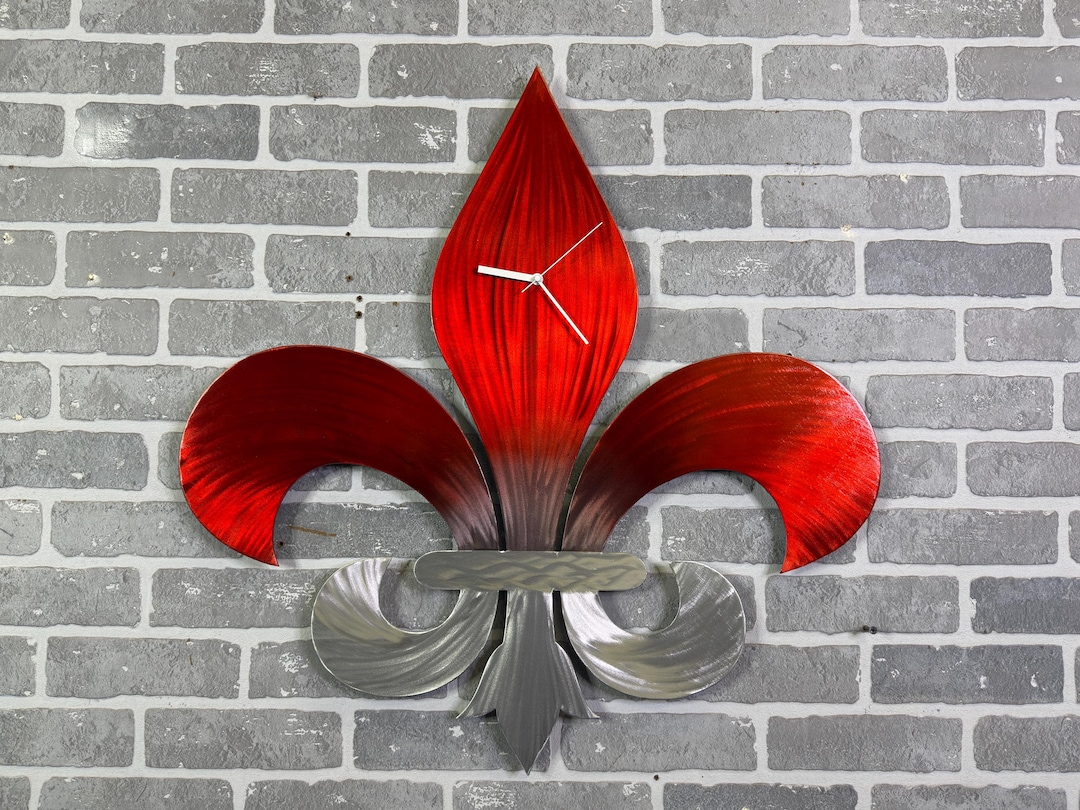 Fluer De Lis Clock Red & Black Edition Sculpture Clock by Art Tony ...