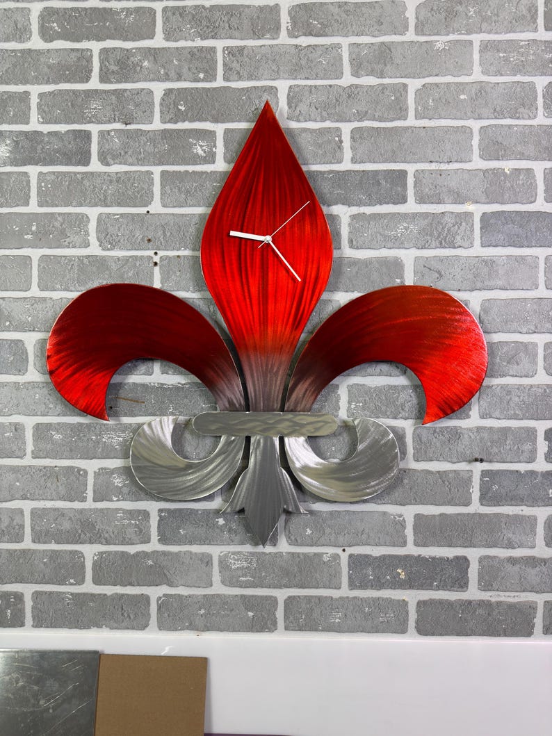 Fluer De Lis Clock Red & Black Edition Sculpture Clock by Art Tony ...
