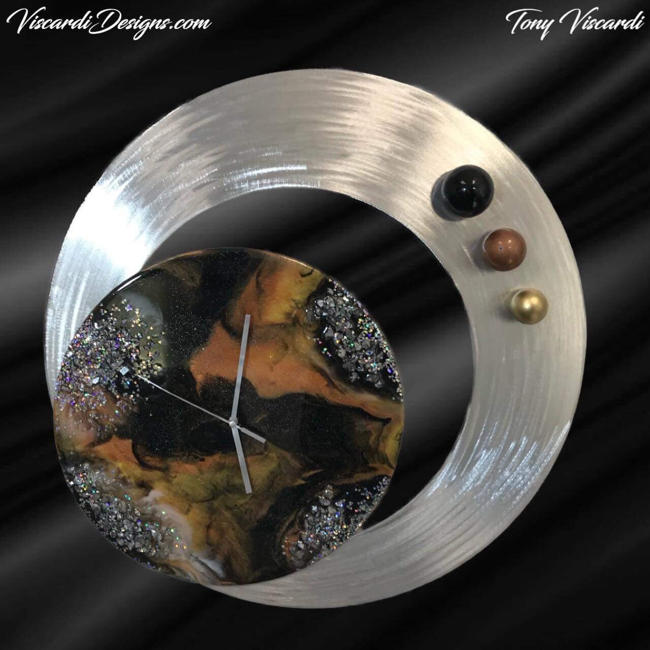 Golden Glitter Time Epoxy Resin and Metal Clock - Etsy