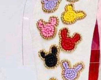 Mickey Rhinestone Pearl Embellished Knot Headband, Mickey Beaded, Gem ...