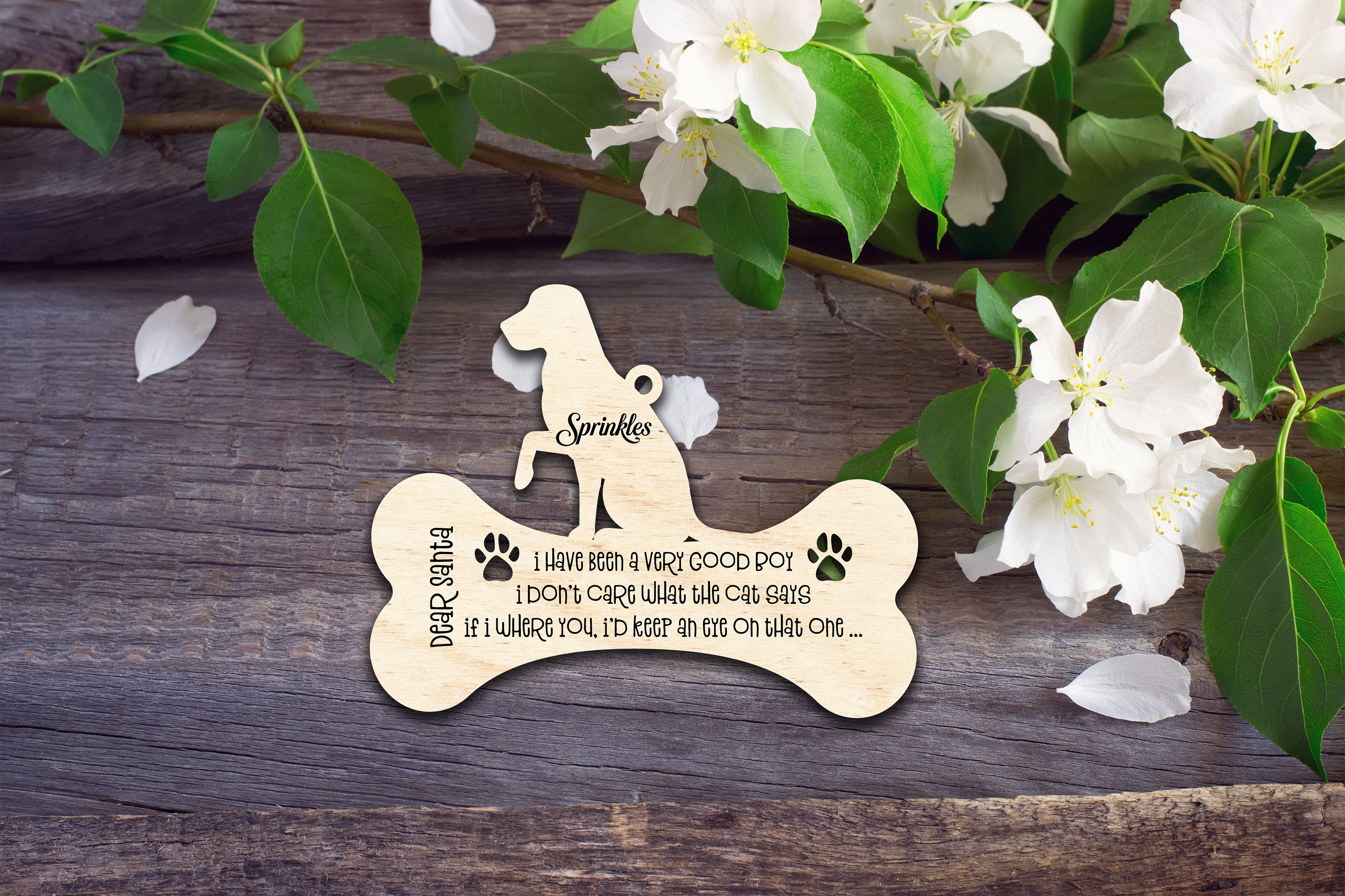 Dear Santa Dog Christmas Ornament V2 Laser Cut Patterns - Etsy