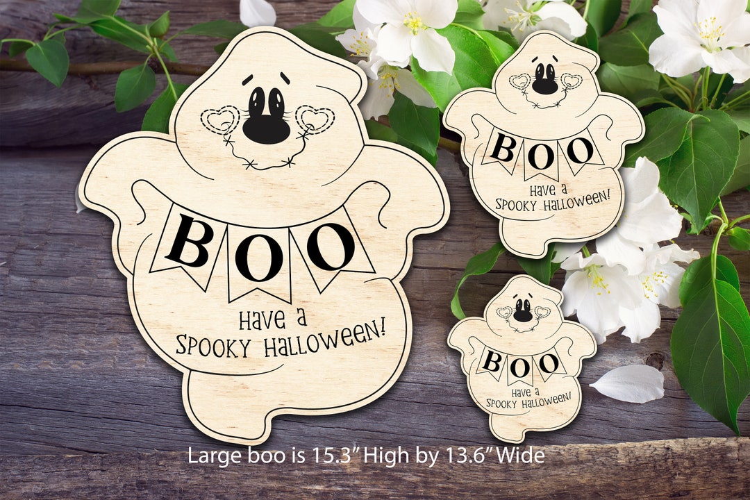Ghost Holding Boo Banner - Laser Cutting Pattern - Etsy