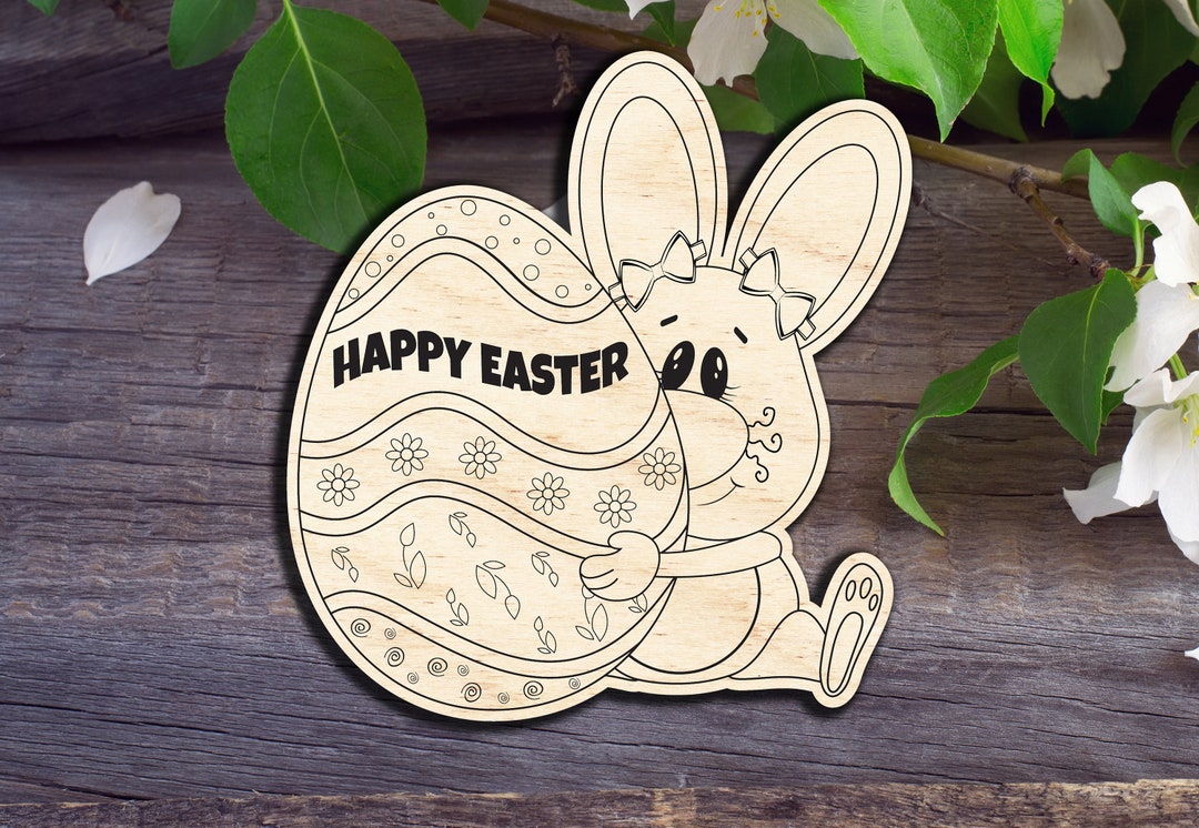 Easter Bunny Holding Egg - Laser Cut Patterns - Etsy