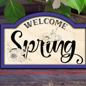 Welcome Spring Sign Laser Cut Pattern - Etsy