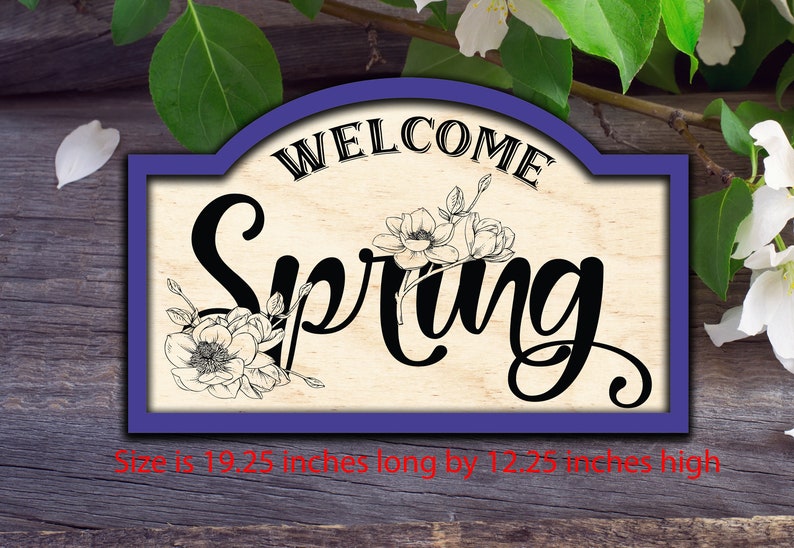 Welcome Spring Sign Laser Cut Pattern - Etsy