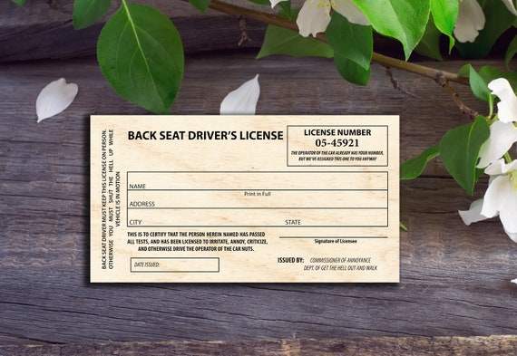 Back Seat Driver's License Laser Cut Patterns | Etsy