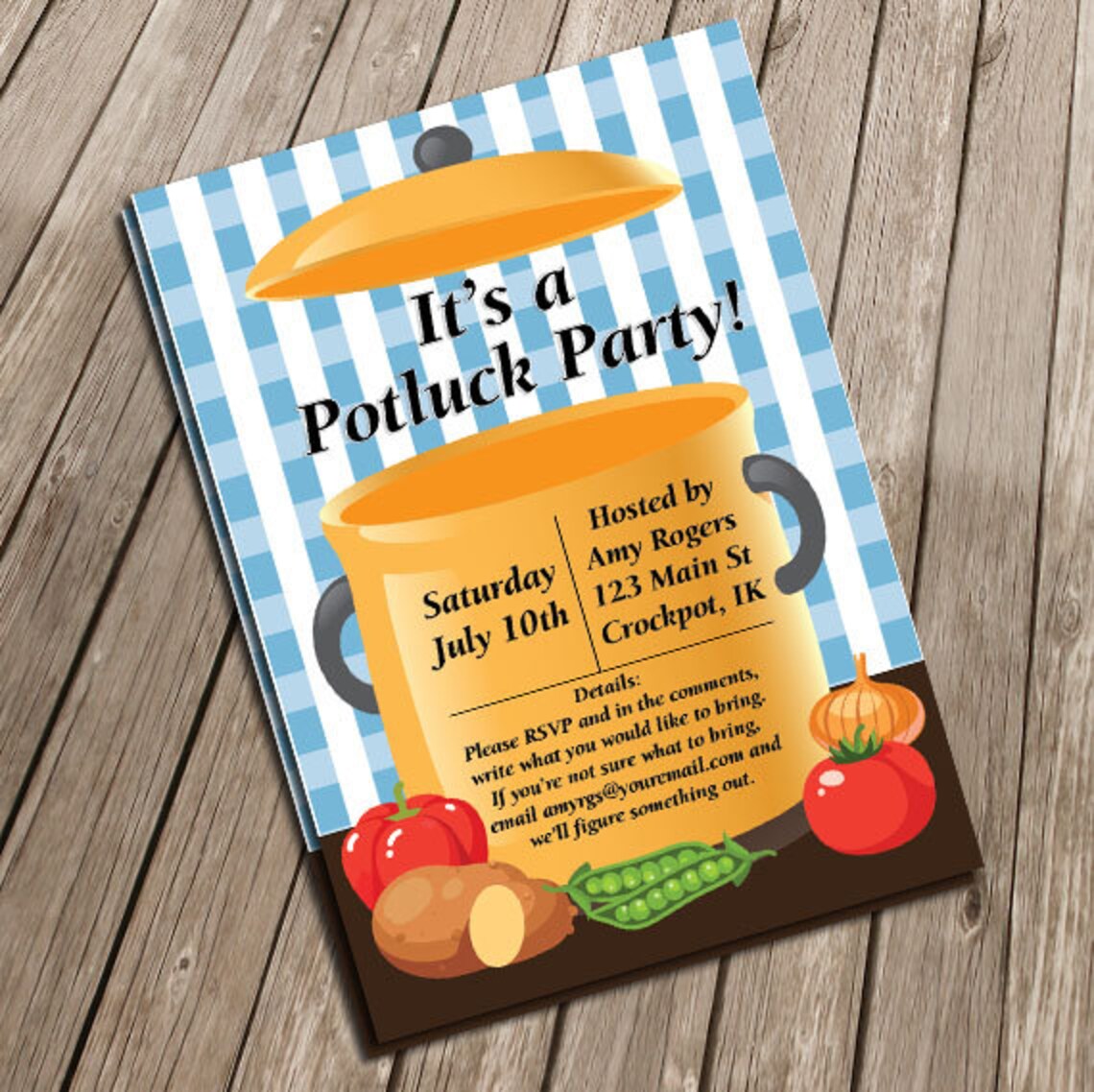 Potluck Party Invite Potluck House Warming Potluck Invites | Etsy