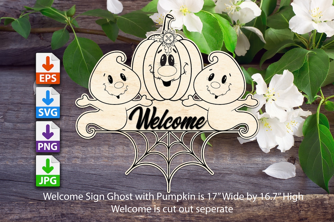 Welcome Sign Ghost With Pumpkin - Etsy