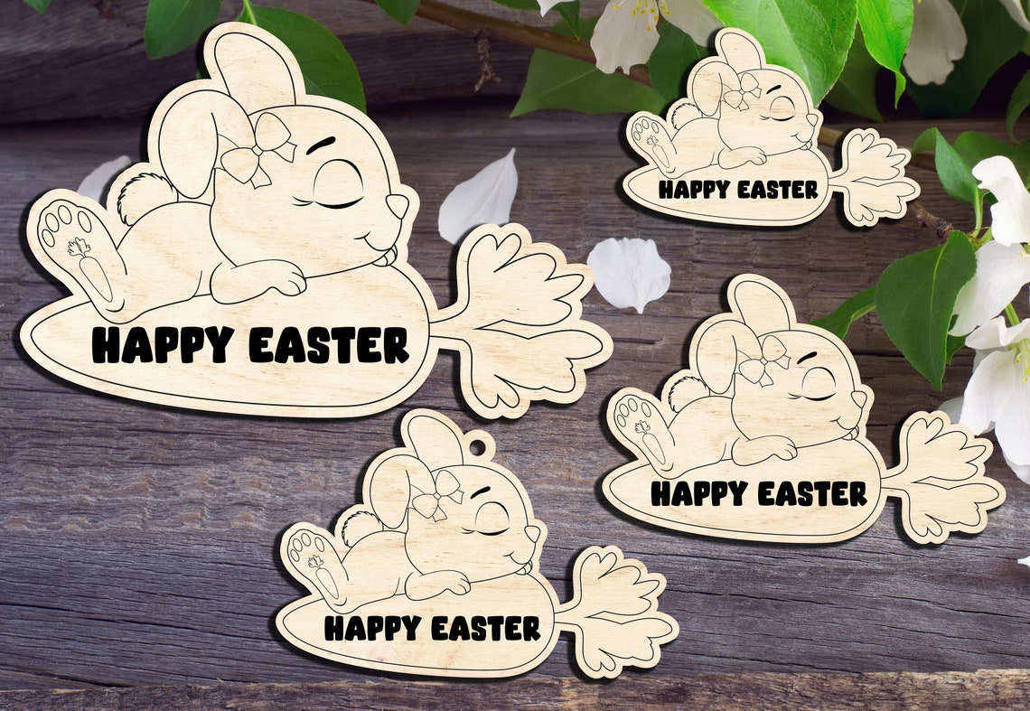 Easter Rabbit on Carrot - Laser Cut Patterns - Etsy