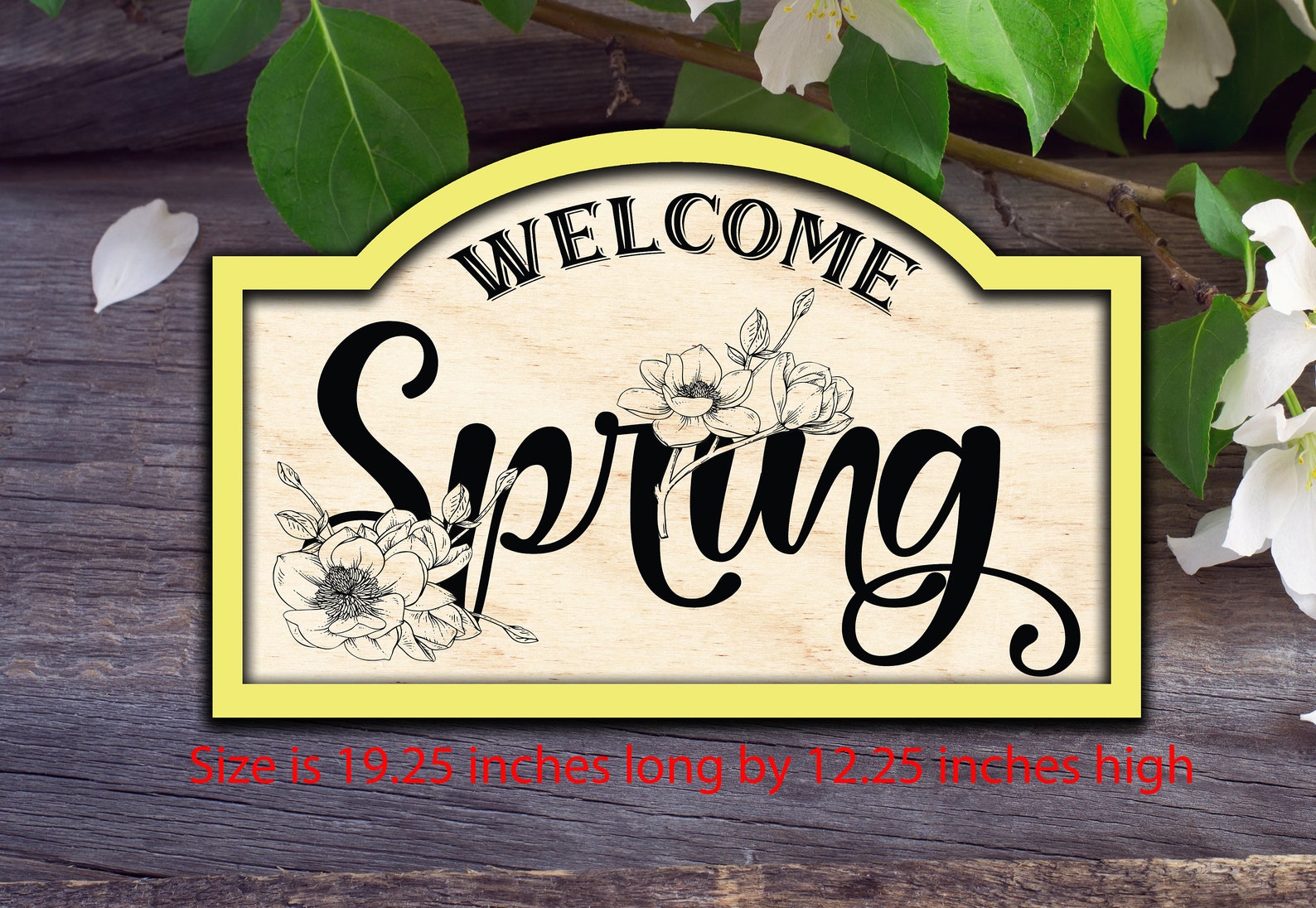 Welcome Spring Sign Laser Cut Pattern - Etsy