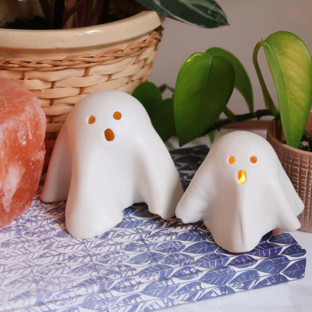 Handmade Clay Halloween Ghost LED Tealight Candle Cover Made to Order ...