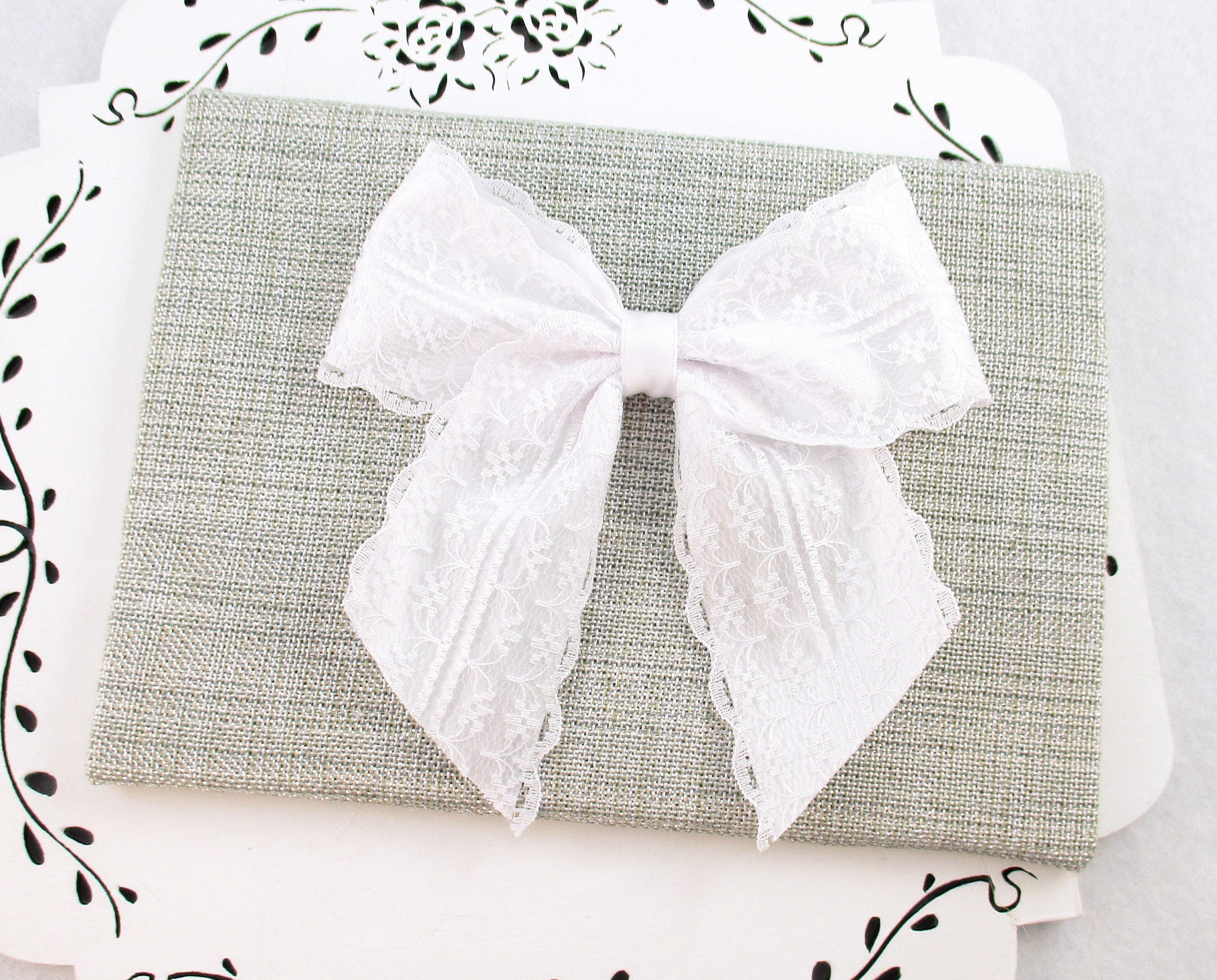 White Lace Bow 12 Colors to Choose White Satin Bow White | Etsy