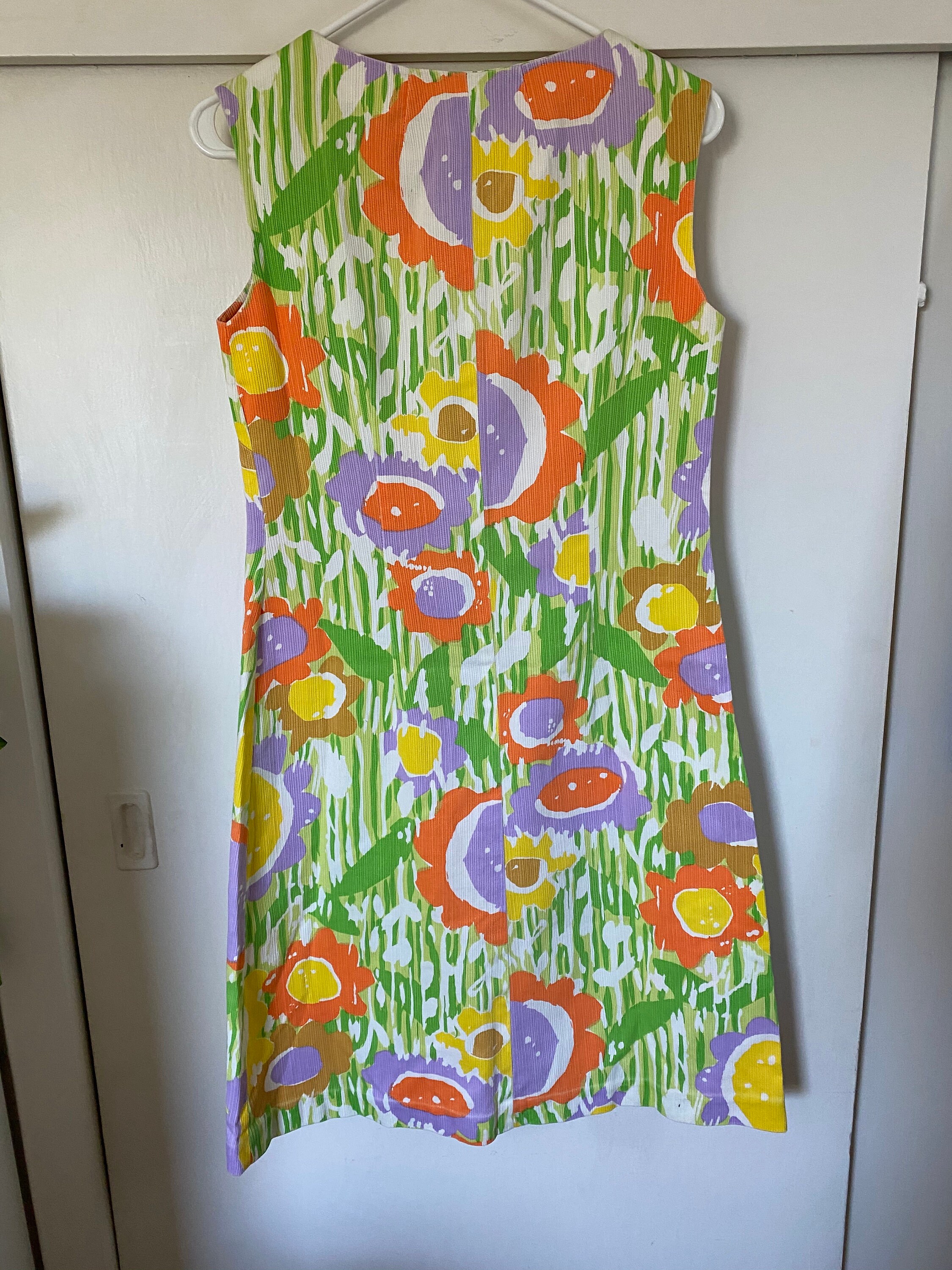 1960's Vintage Vibrant Floral Pocket Shift Day Dress | Etsy