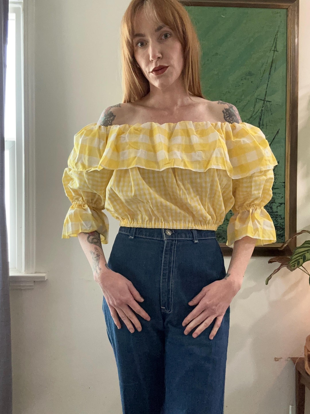 Vintage 1960's Ruffle Crop Top - Etsy