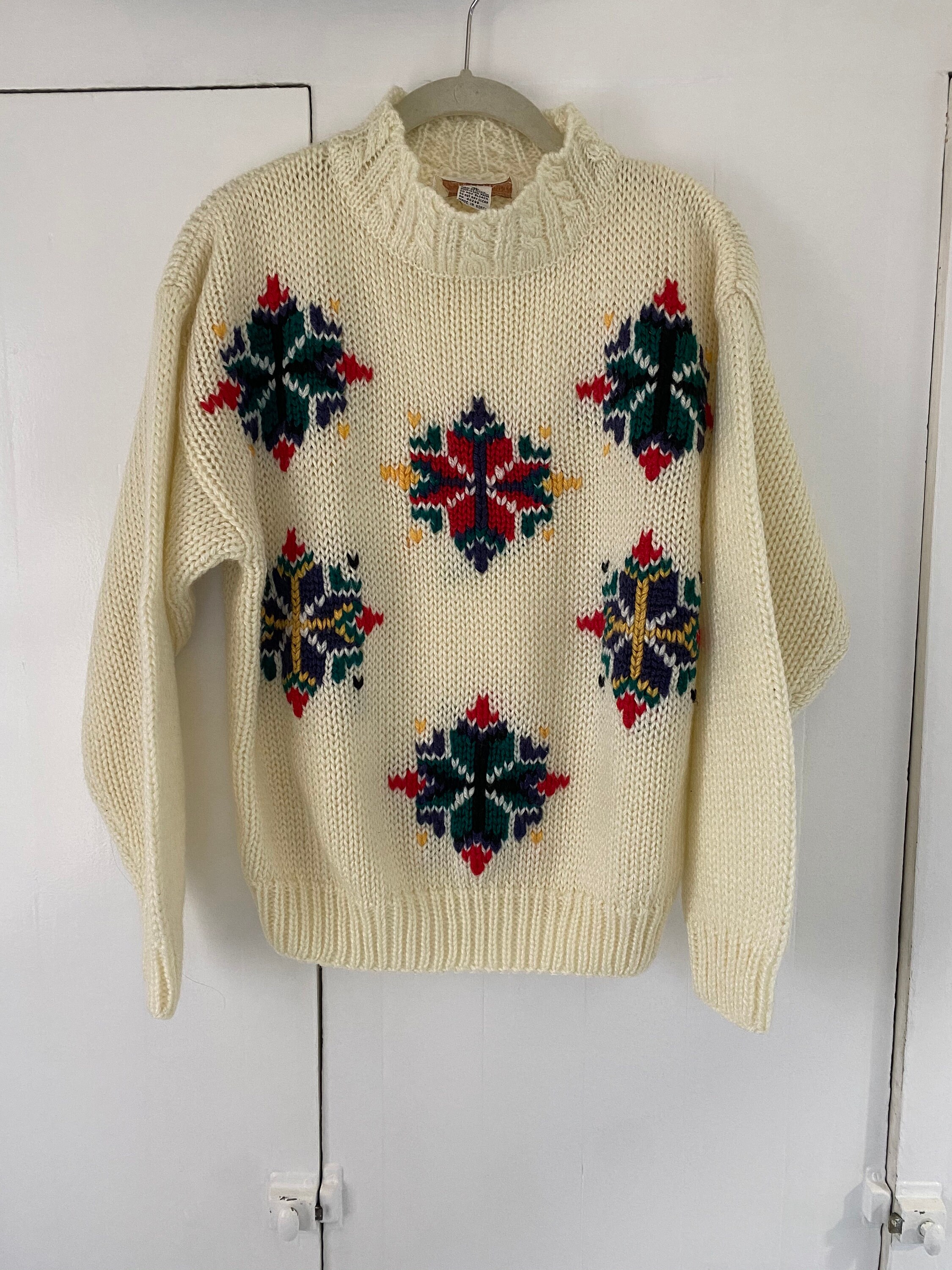 Vintage Hand Knit Norwegian Style Sweater - Etsy