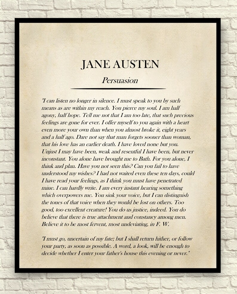 Jane Austen Wentworth's Letter Persuasion Jane Austen | Etsy