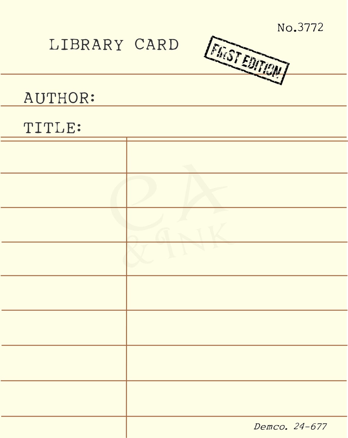 Wall Art Library Card Art Print Library Card Wall Art Peter | Etsy